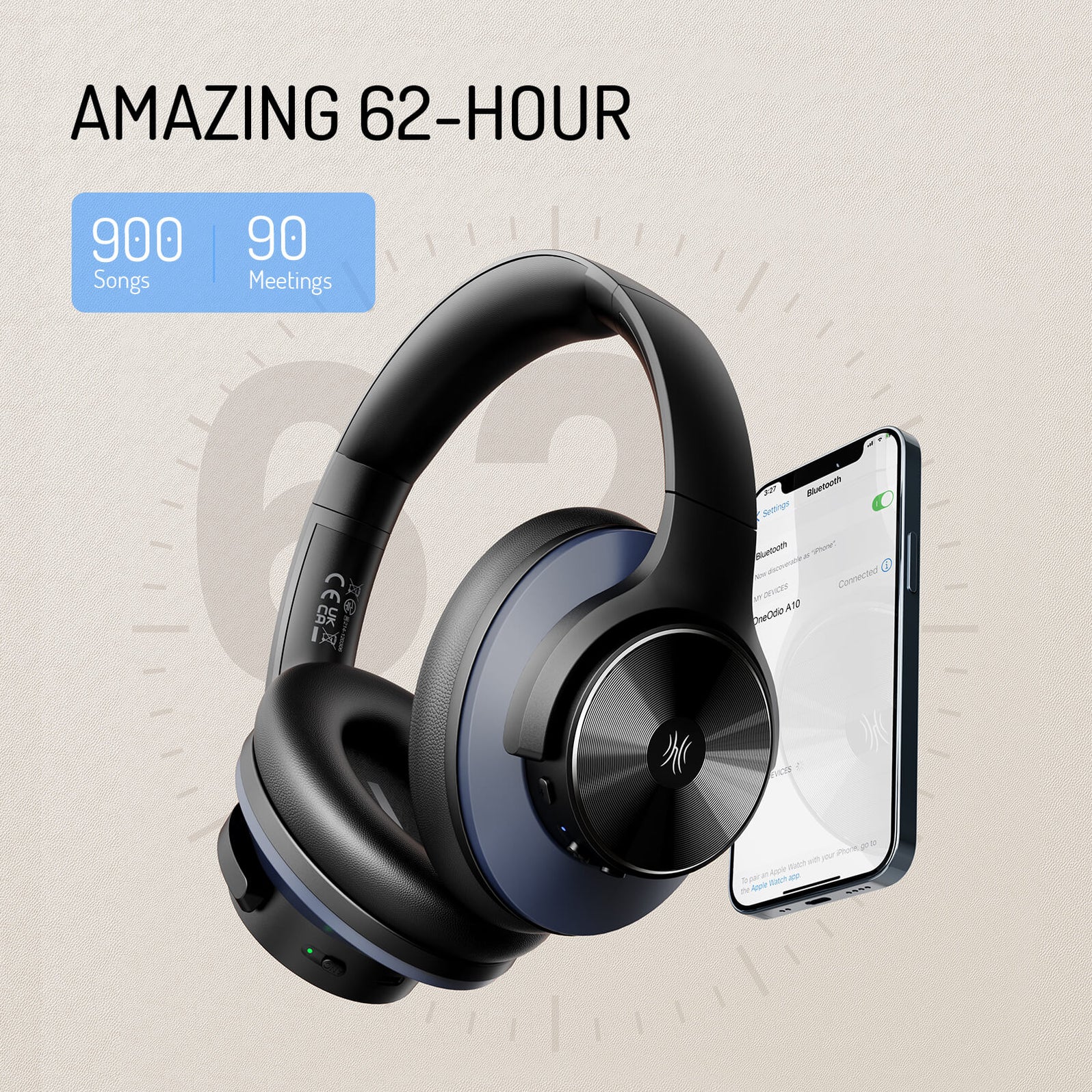 Oneodio A Series - Bluetooth 5.0 Active Noise Cancelling Wireless Head ...